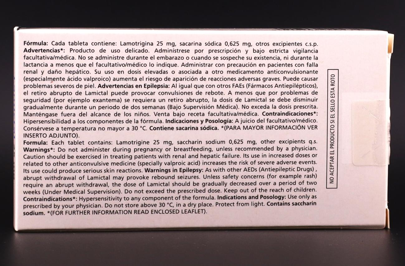 LAMICTAL * TAB 25 MG X 30 UNIDAD(ES) | CefaMarket